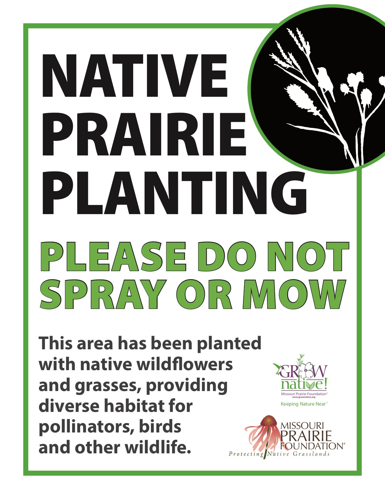 Prairie Planting Sign - Simple | MO Prairie Foundation